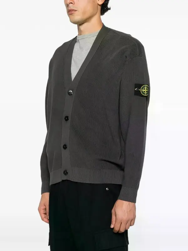 Stone Island Logo-patch Ribbed-knit Cardigan
