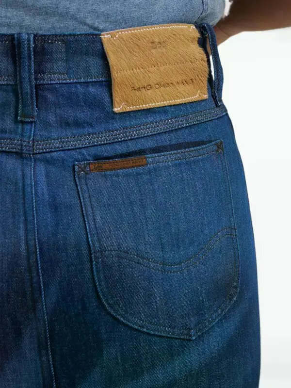FENG CHEN WANG X Lee Asymmetric Frayed Denim Mini Skirt
