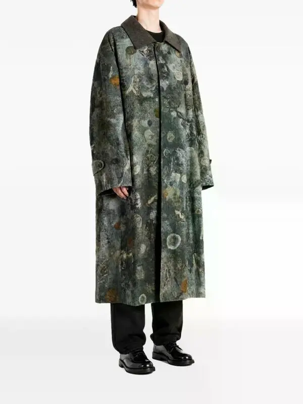 ZIGGY CHEN Abstract-print Contrast-collar Coat