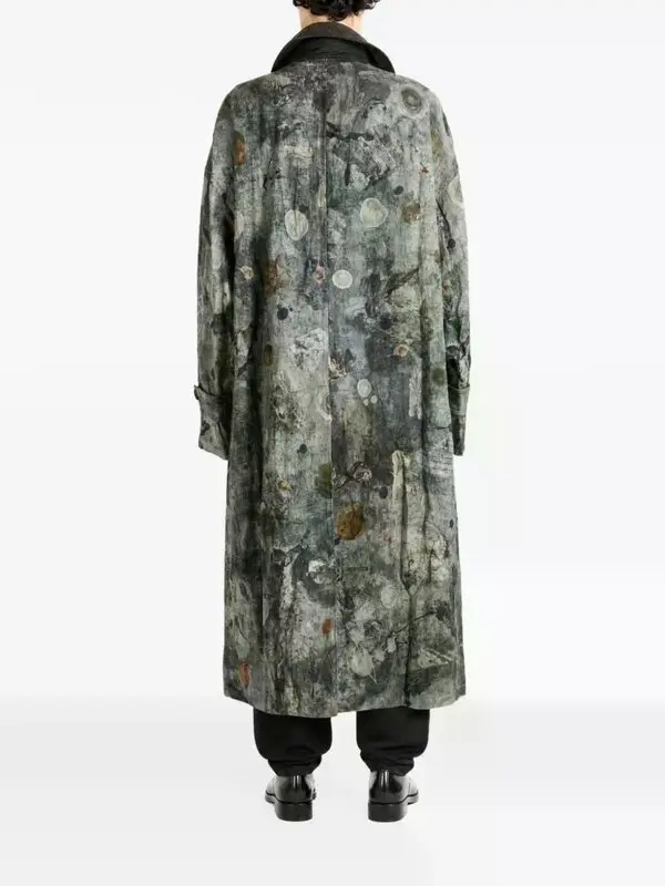 ZIGGY CHEN Abstract-print Contrast-collar Coat