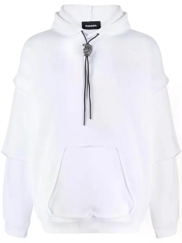DIESEL® Layered Drawstring Hoodie - White