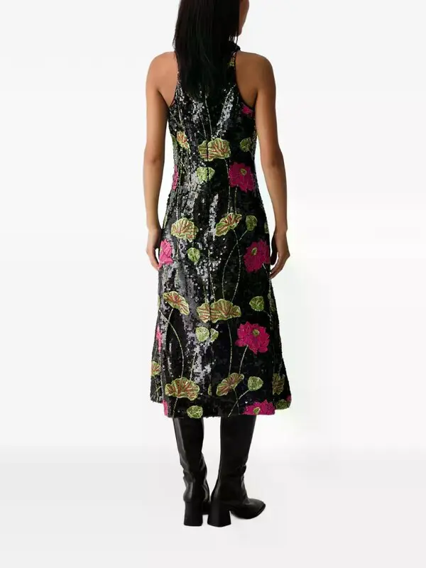 Farm Rio Flower Sequins Sleeveless Midi Dress