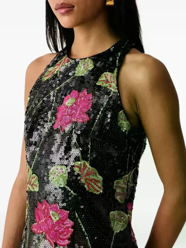 Farm Rio Flower Sequins Sleeveless Midi Dress