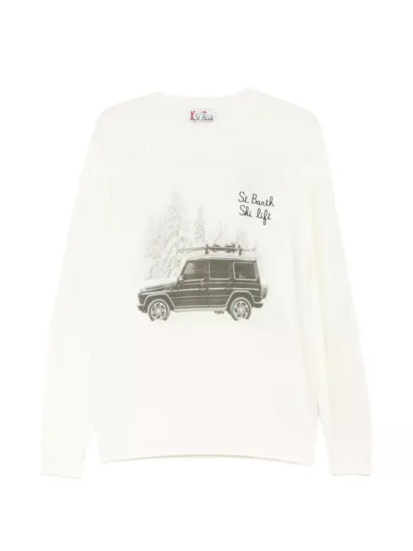 MC2 SAINT BARTH Graphic-print Crew-neck Sweater - Neutrals