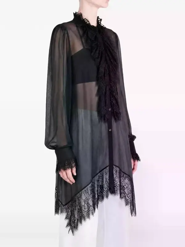 ANN DEMEULEMEESTER Barah Lace-trim Ruffled Shirt
