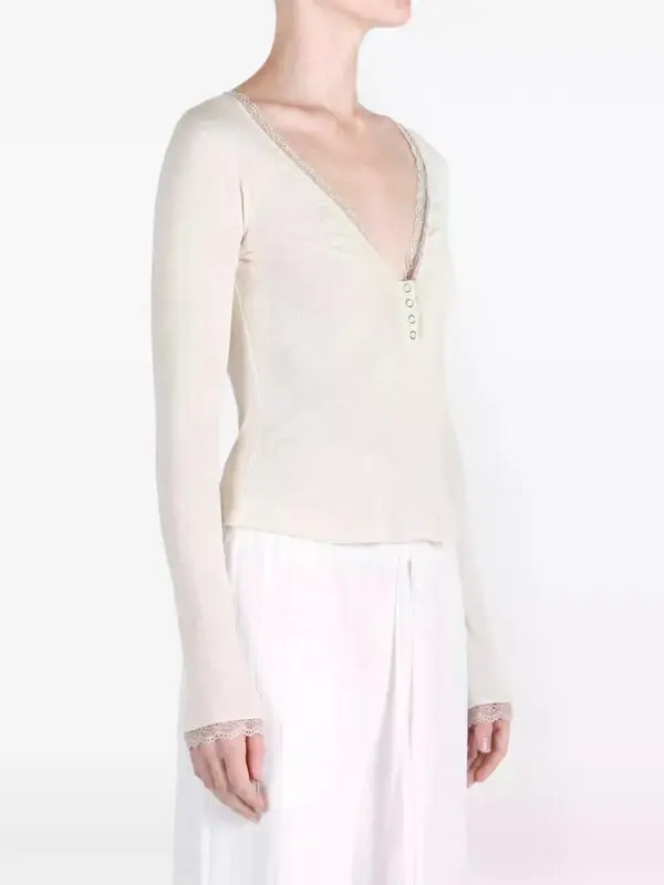 Free People Cardigen Lace-trim Ribbed-knit Top