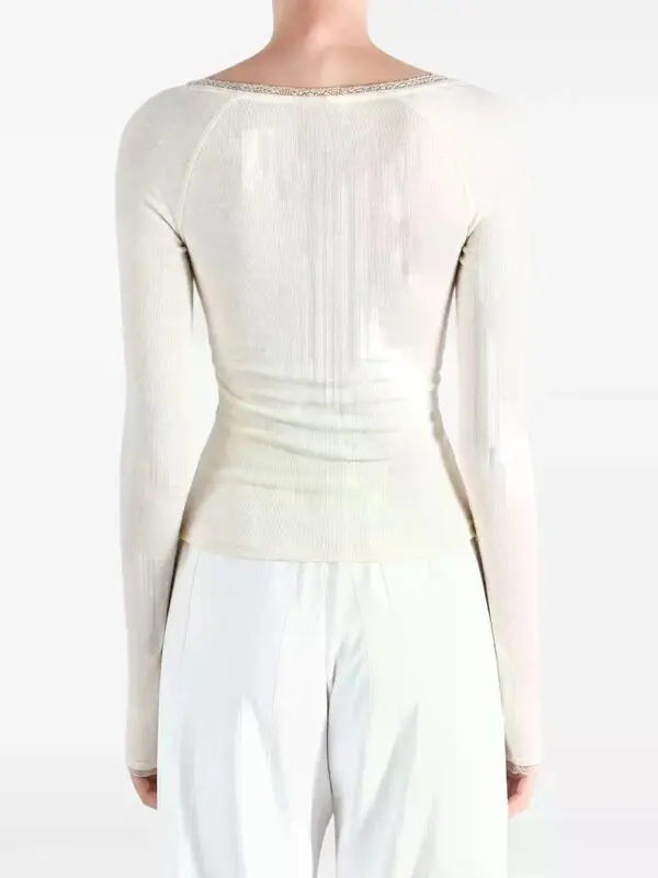Free People Cardigen Lace-trim Ribbed-knit Top