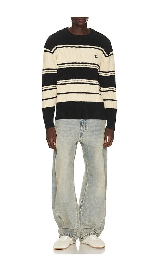 STUDENTS GOLF Palmdale Stripe Knit Crew Sweater