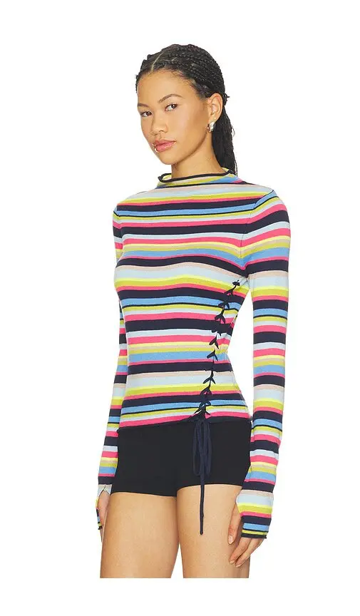 Frankies Bikinis Adele Knit Mock Neck Blouse