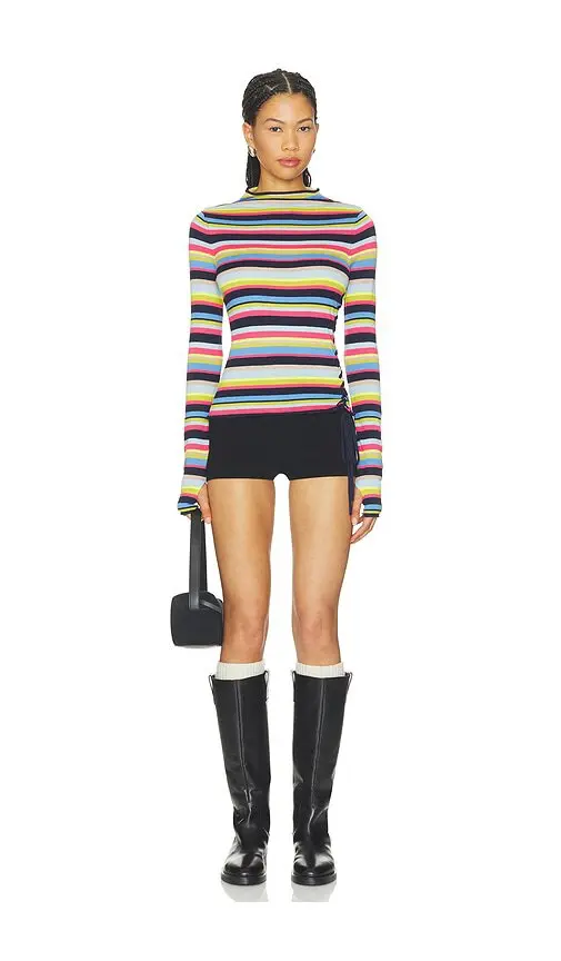 Frankies Bikinis Adele Knit Mock Neck Blouse