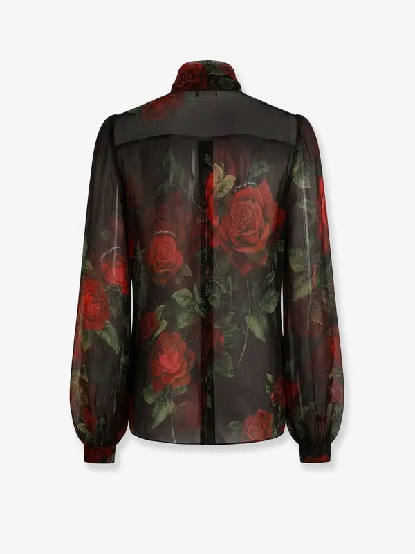 Dolce & Gabbana Chiffon Shirt With Rose Print
