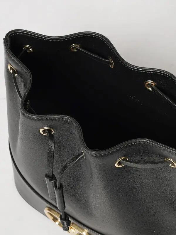 Valentino Garavani Vlogo Signature Mini Leather Bucket Bag With Chain Strap - Black