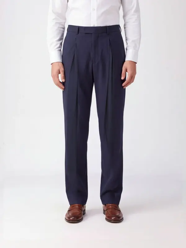Jacquemus Slim Fit Pleated Tailored Trousers In Viscose Cotton Blend - Blue