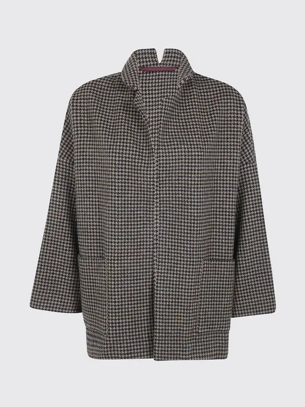 DANIELA GREGIS Houndstooth Wool Single-breasted Short Coat