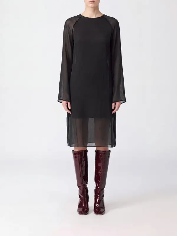 Gimaguas Long-sleeved Crêpe Midi Tunic With Crew Neck