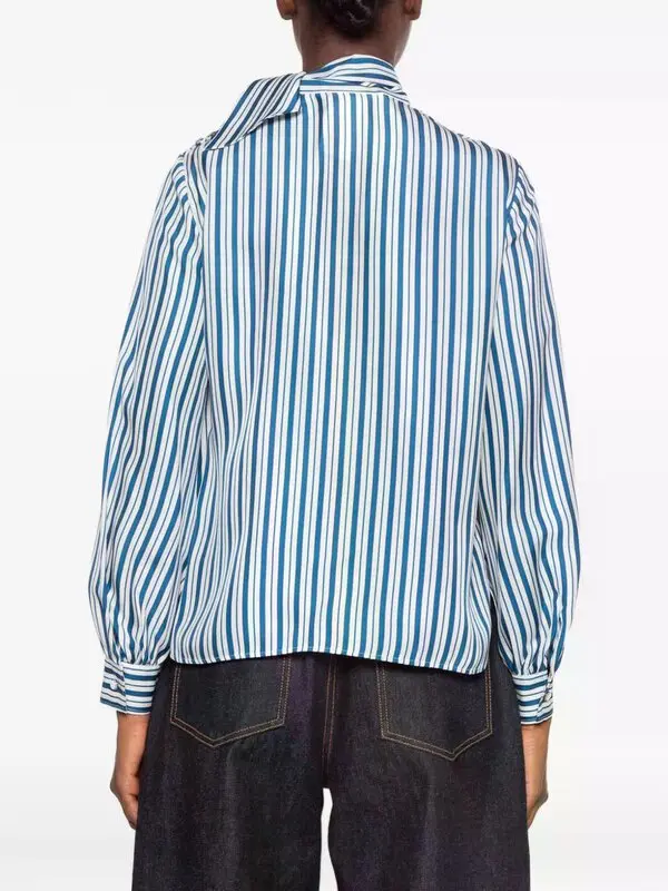 Max Mara Pinstriped Pussy-bow Blouse
