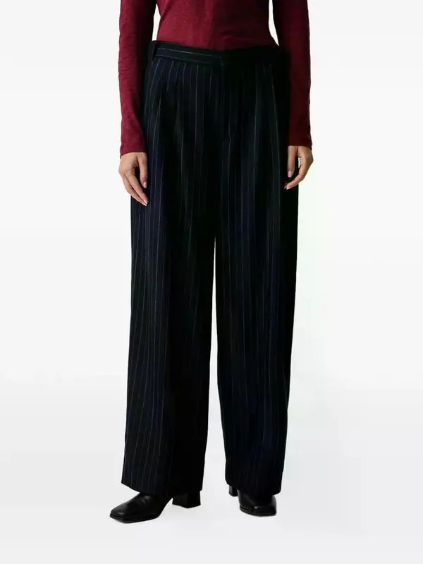 Rag & Bone Lawrence Pinstriped Pleated Trousers - Blue