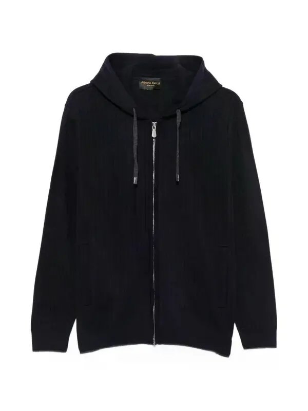 ALBERTO GOZZI Ribbed-knit Zip-up Hoodie