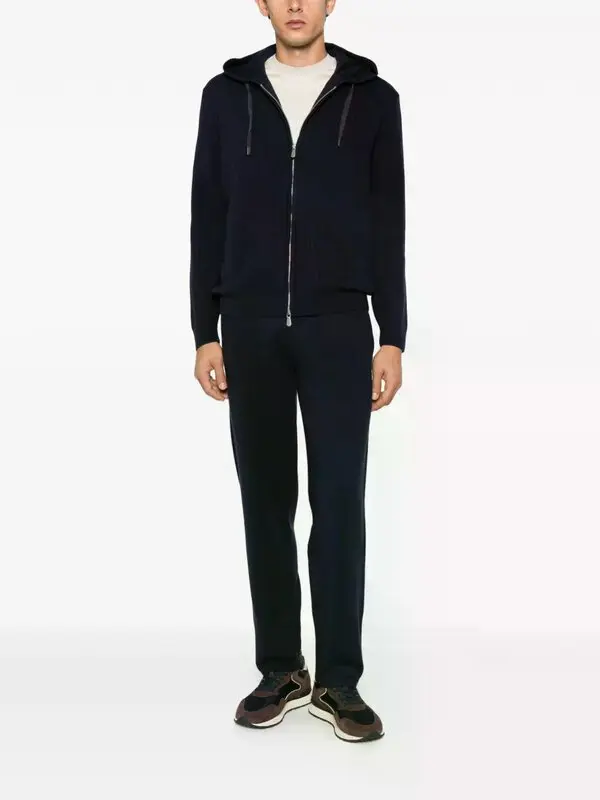 ALBERTO GOZZI Ribbed-knit Zip-up Hoodie
