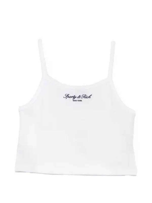 Sporty & Rich Paola Logo-embroidered Crop Top - White