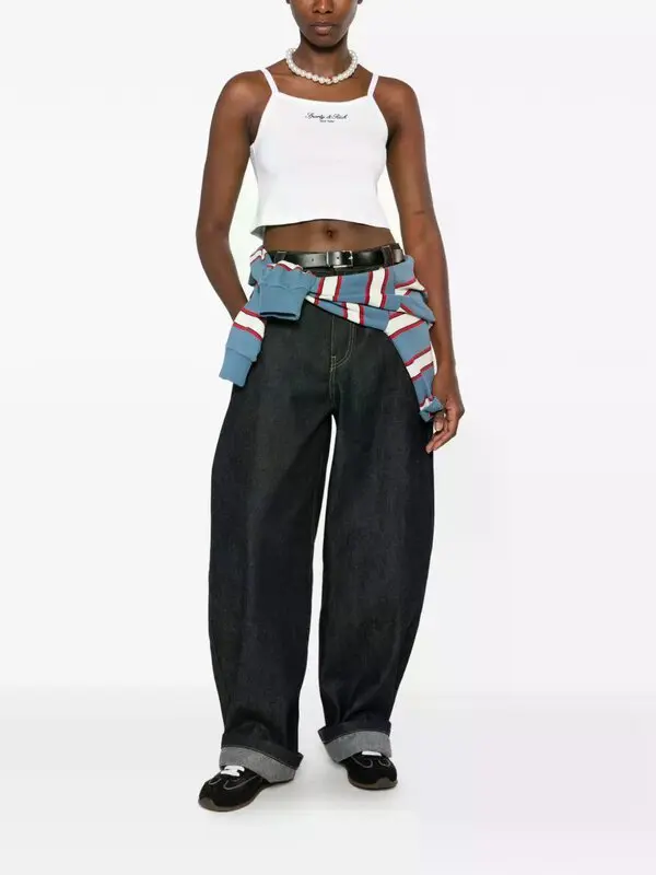Sporty & Rich Paola Logo-embroidered Crop Top