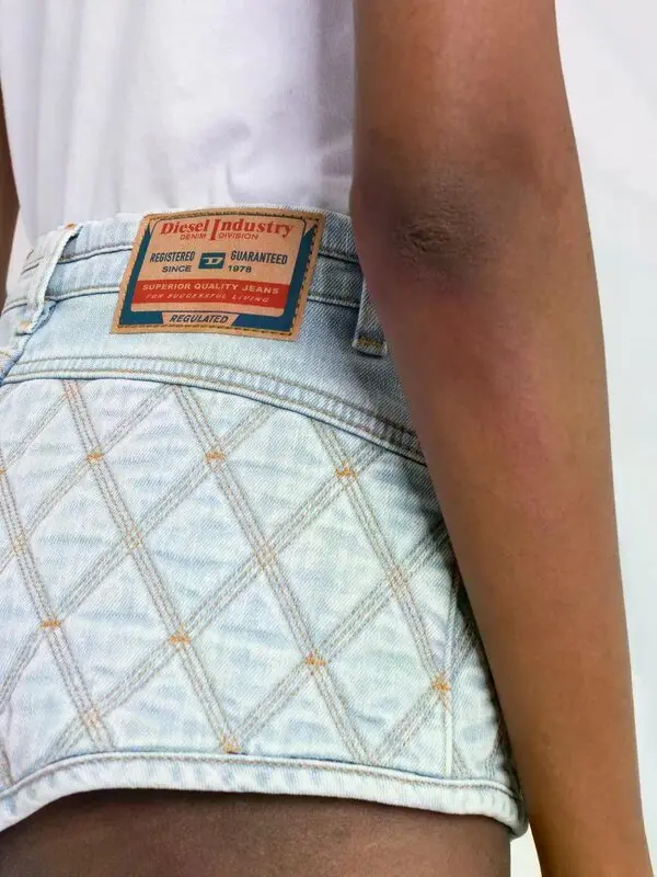 DIESEL® Argyle Stitching Denim Shorts