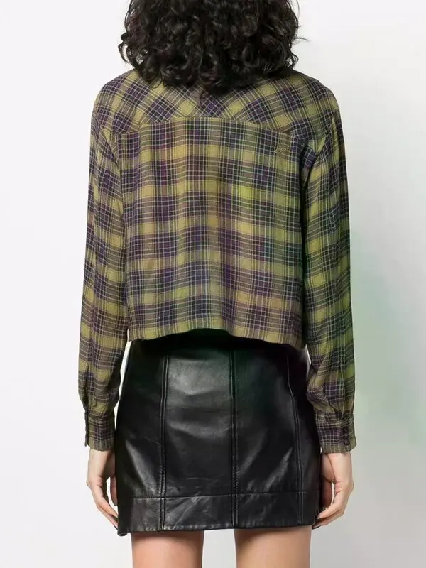 DIESEL® Check-print Wool-blend Cropped Shirt
