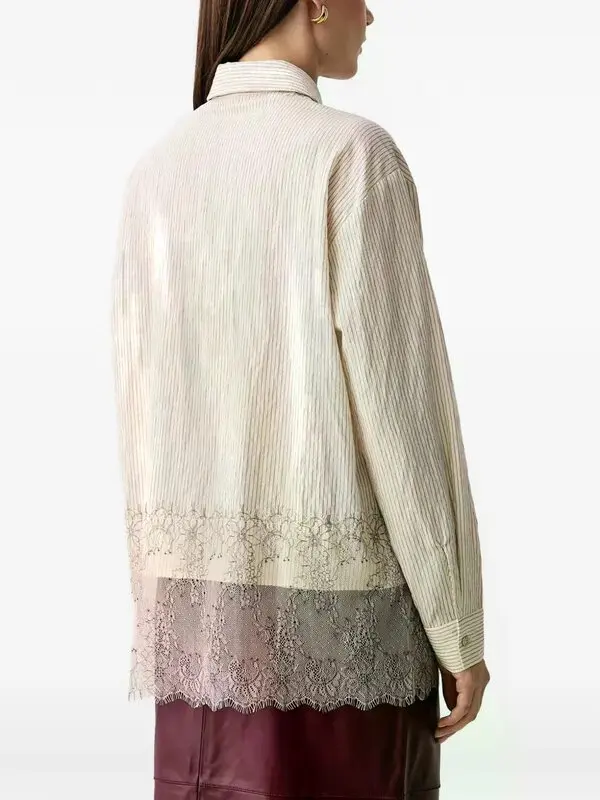 Sisley Lace-trim Pinstripe Shirt