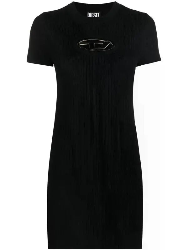 DIESEL® Cut-out Logo T-shirt Dress - Black