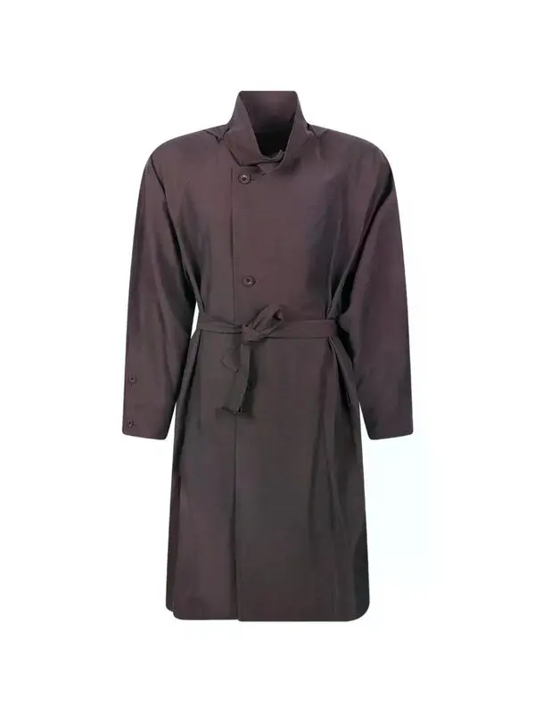 Issey Miyake Belted Hooded Coat - Brown