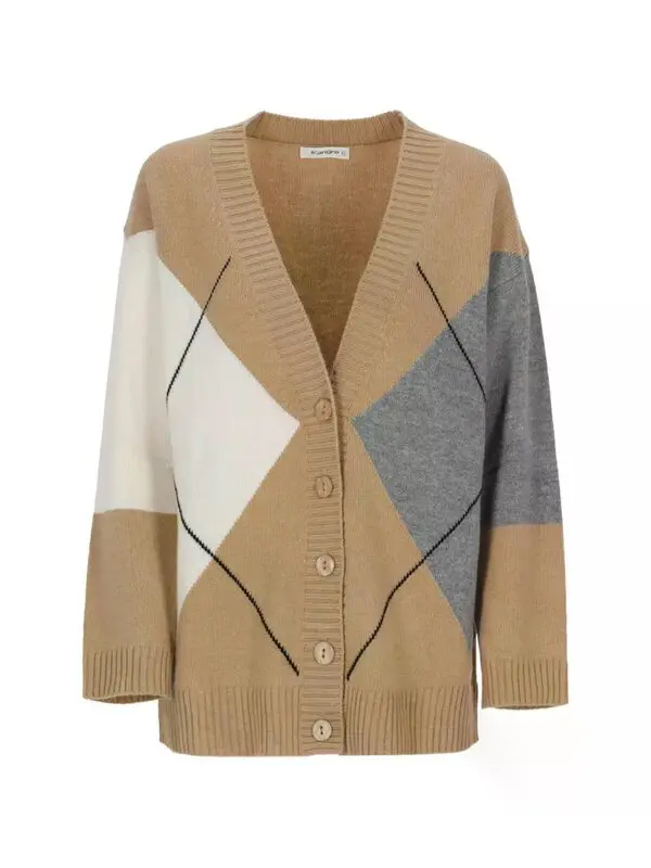 KANGRA Argyle-intarsia V-neck Cardigan