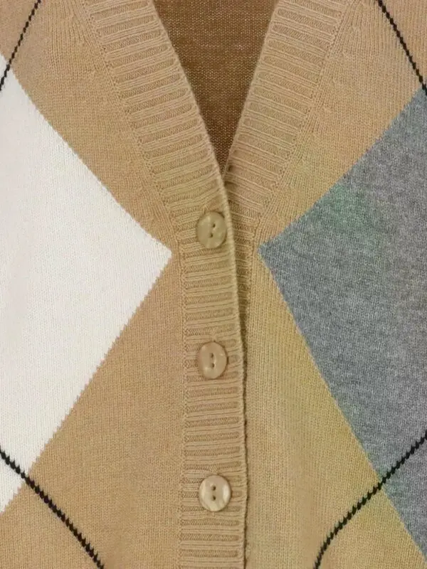 KANGRA Argyle-intarsia V-neck Cardigan