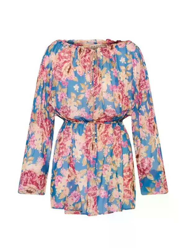 Anjuna Floral-print Long-sleeve Mini Dress