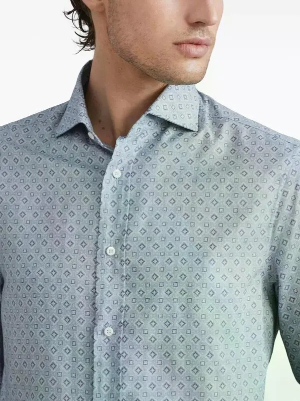 Brunello Cucinelli Geometric-pattern Cotton Shirt