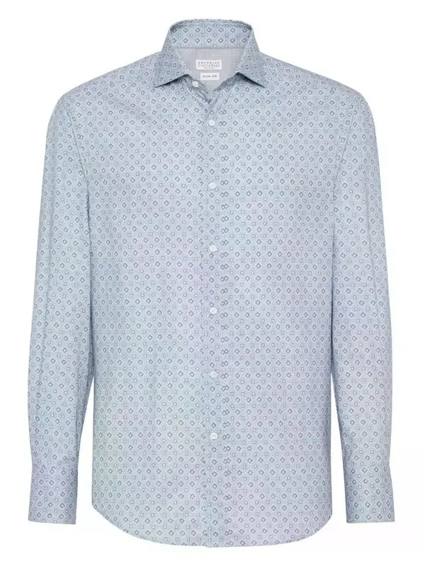 Brunello Cucinelli Geometric-pattern Cotton Shirt
