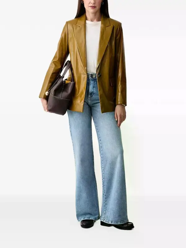 Sisley Peak-lapel Crinkled-finish Blazer