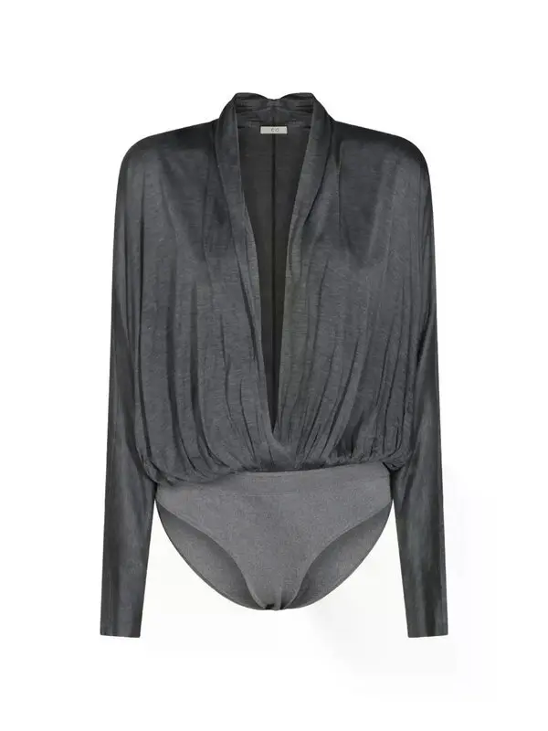 Co Collection Draped Long-sleeve Bodysuit