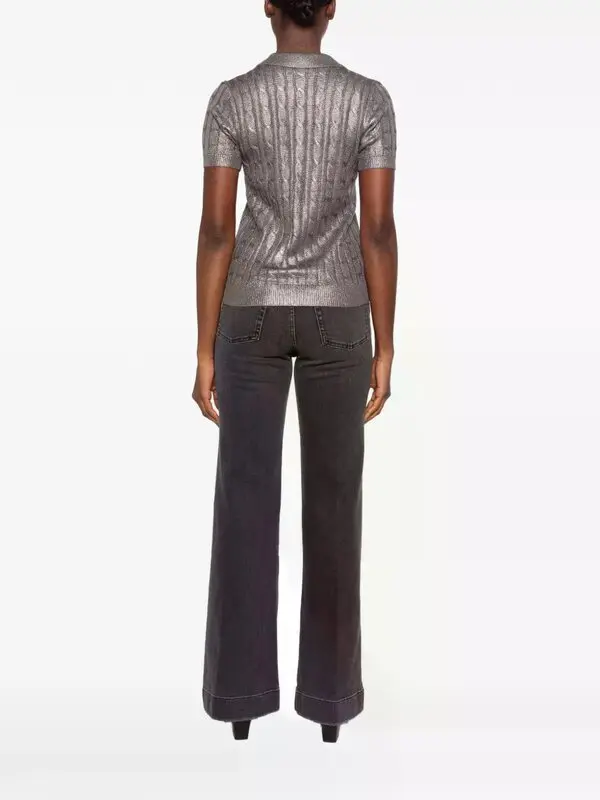 Ralph Lauren Hilean Cable-knit Metallic-effect T-shirt