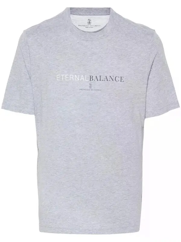 Brunello Cucinelli Slogan-print Mélange T-shirt