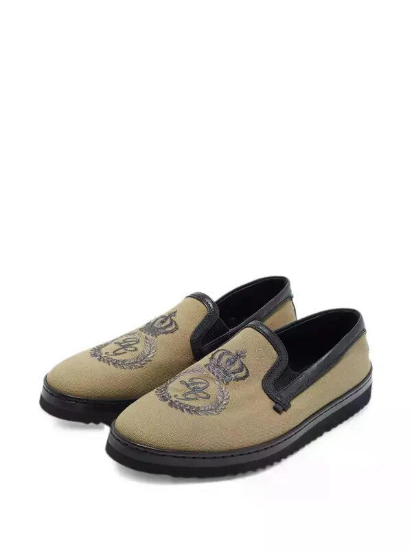 Dolce & Gabbana Embroidered Crest Canvas Sneakers