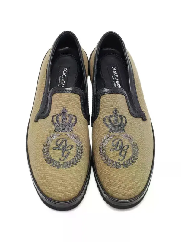 Dolce & Gabbana Embroidered Crest Canvas Sneakers