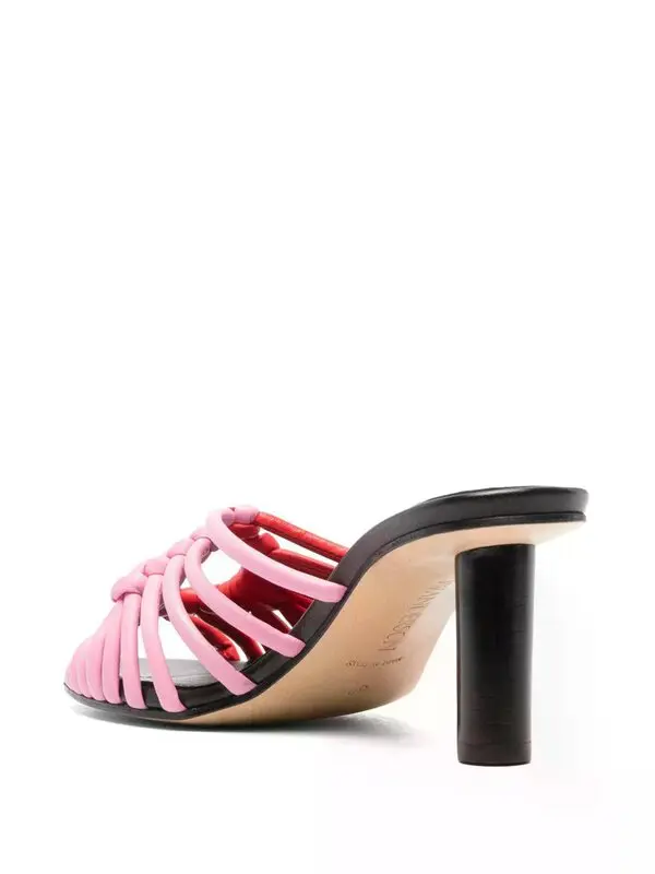 JW Anderson Woven Heeled Leather Plot Sandals In & Bubblegum Pink