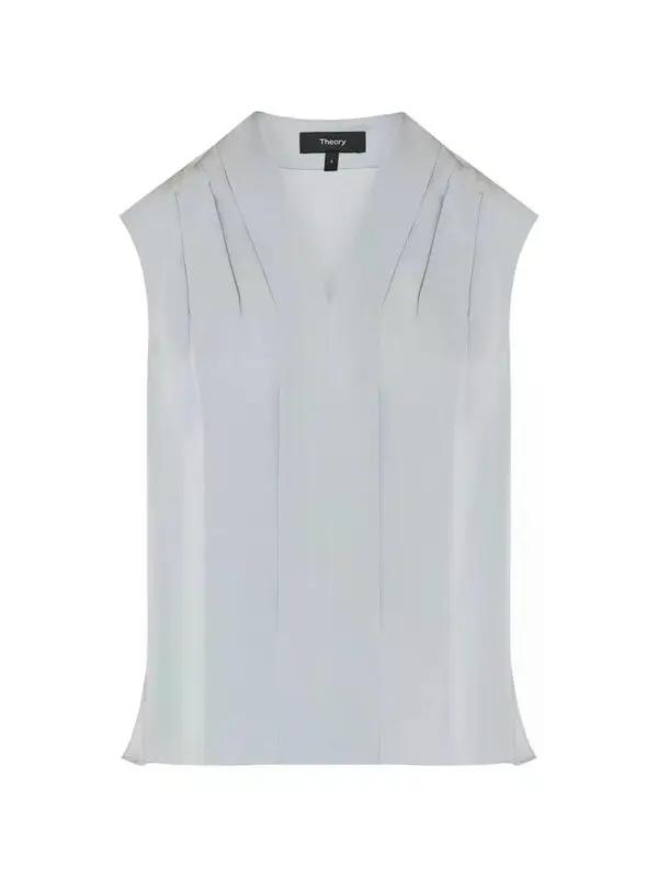 Theory Pleated V-neck Top