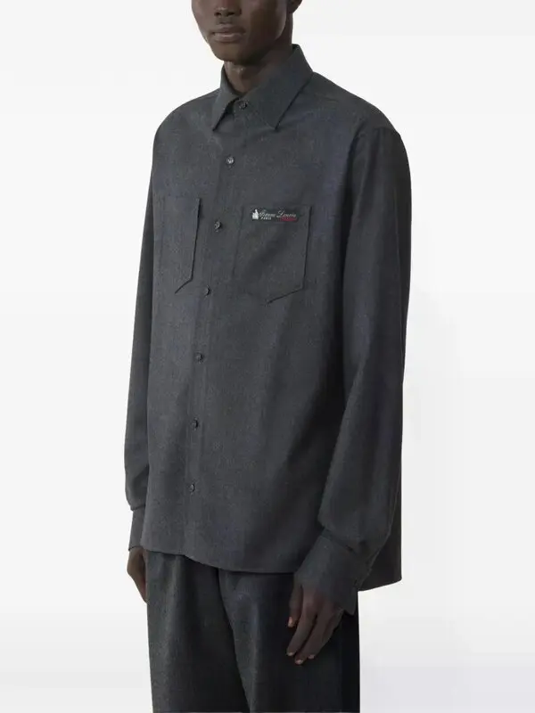 LANVIN Straight-cut Overshirt In Wool Flannel - Grey