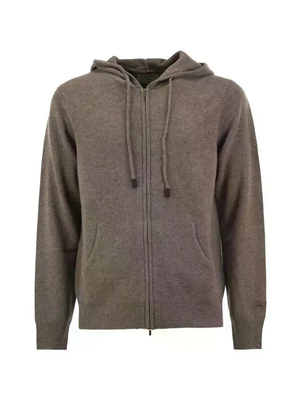 MC2 SAINT BARTH Beige Notting Lambswool Hooded Knit With Full Zip