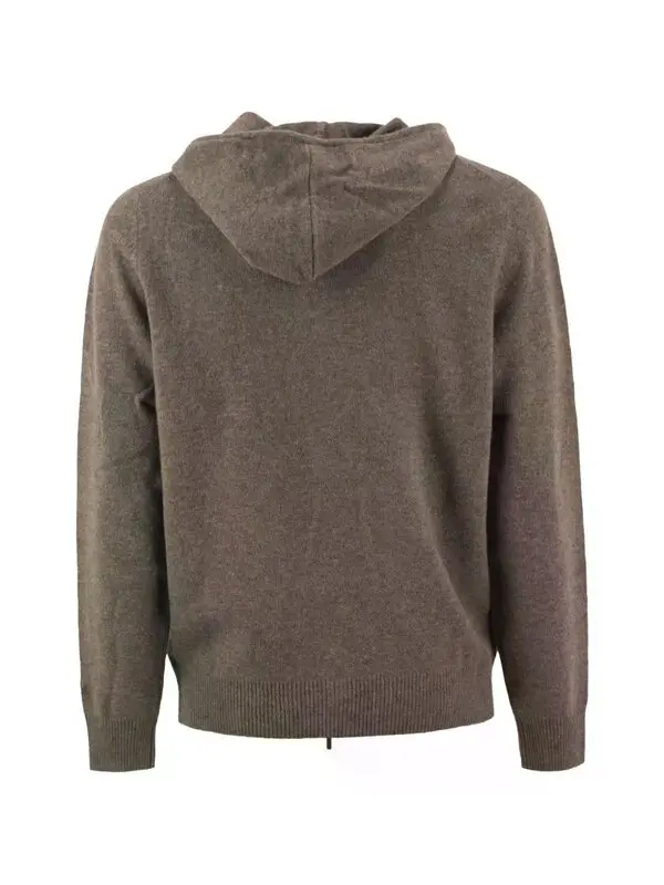 MC2 SAINT BARTH Beige Notting Lambswool Hooded Knit With Full Zip