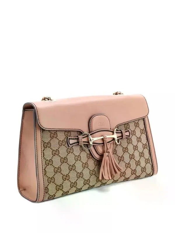 Gucci Emily Chain Flap Gg Canvas And Leather Medium Shoulder Bag