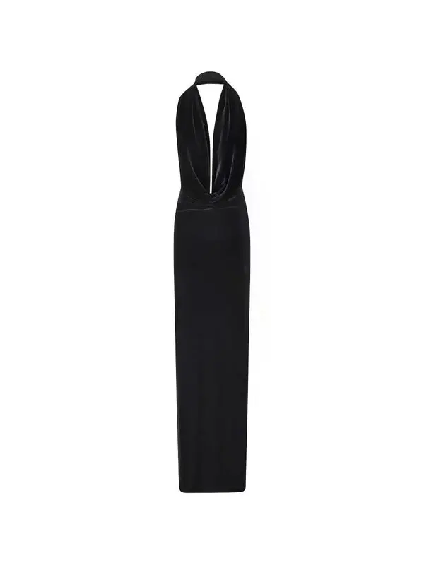AMAZUIN Venus Velvet Halterneck Maxi Dress
