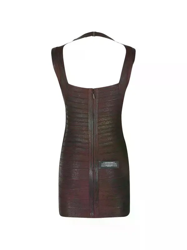 Herve Leger The Metallic Jamie Bandage-effect Halterneck Mini Dress