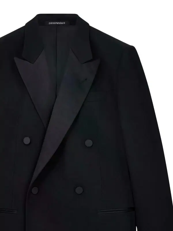 Emporio Armani Tailored Double-breasted Blazer With Satin Peak Lapels